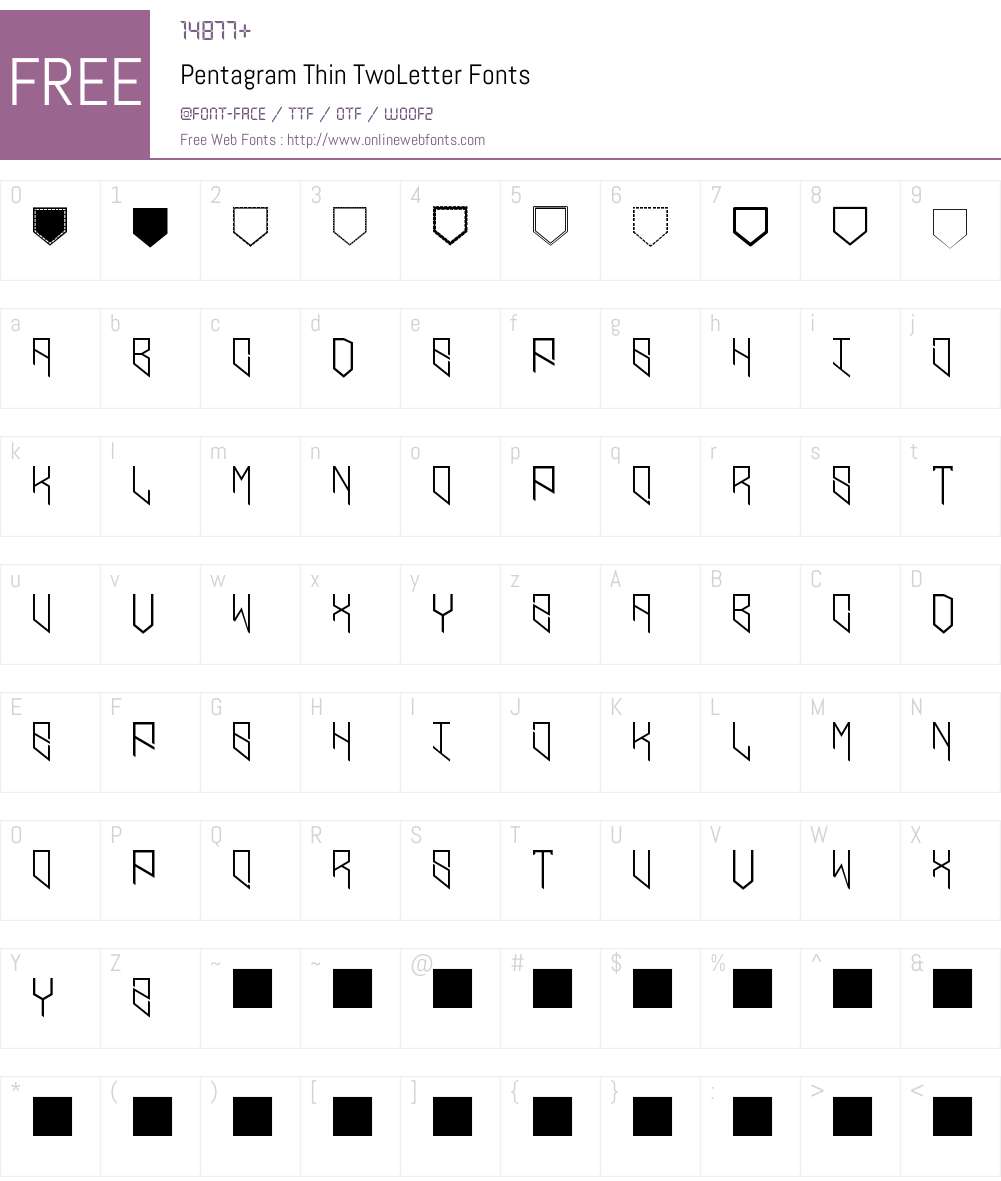 Pentagram Thin TwoLetter 001.000 Fonts Free Download - OnlineWebFonts.COM