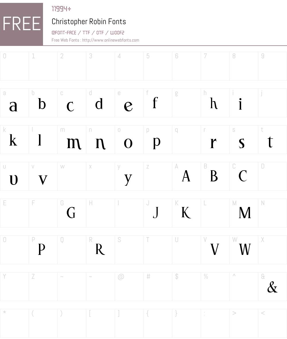 Christopher Robin 1.00 June 26, 2018, initial release Fonts Free ...