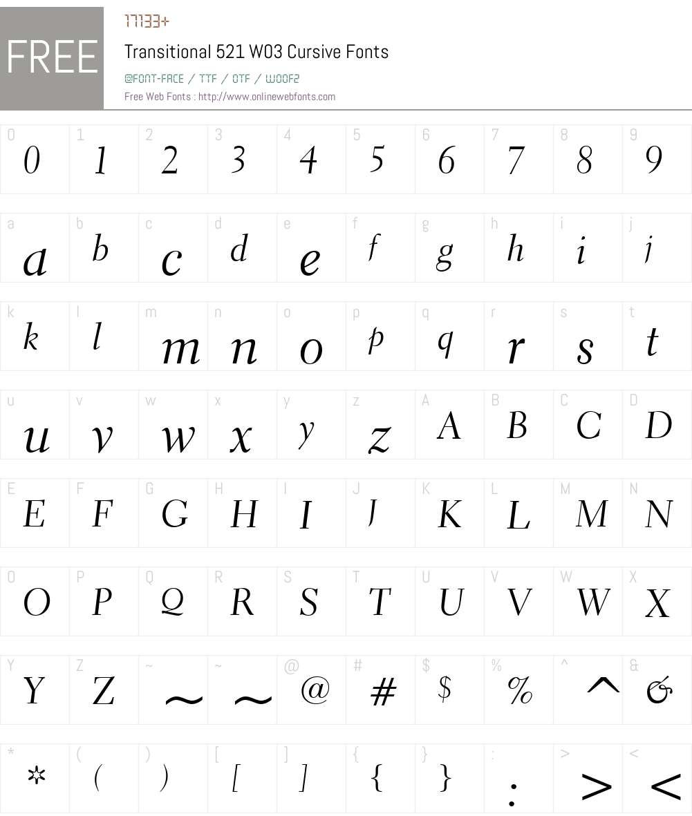 Transitional 521 W03 Cursive 1.00 Fonts Free Download - OnlineWebFonts.COM