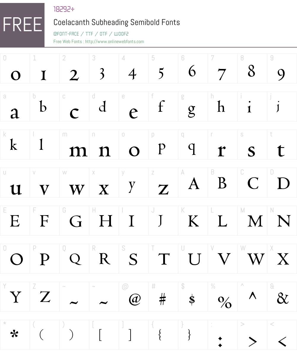 Coelacanth Subheading Semibold 0.006 Fonts Free Download ...