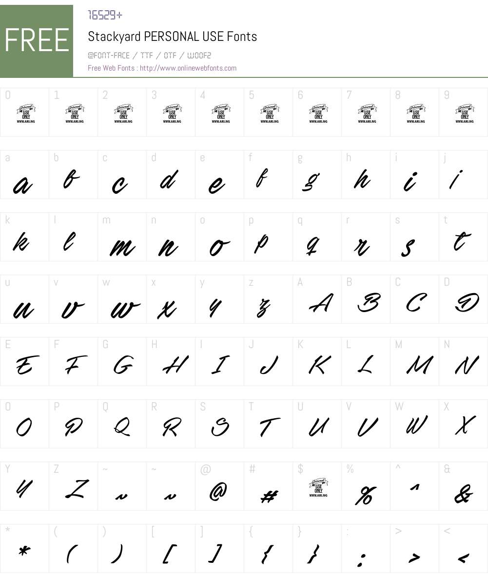 Stackyard PERSONAL USE 1.000 Fonts Free Download - OnlineWebFonts.COM