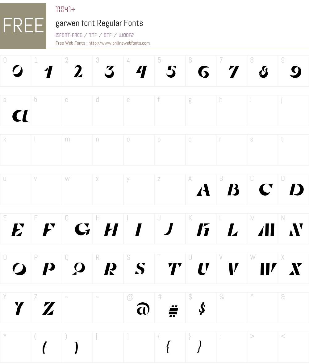 garwen font 1.000 Fonts Free Download - OnlineWebFonts.COM
