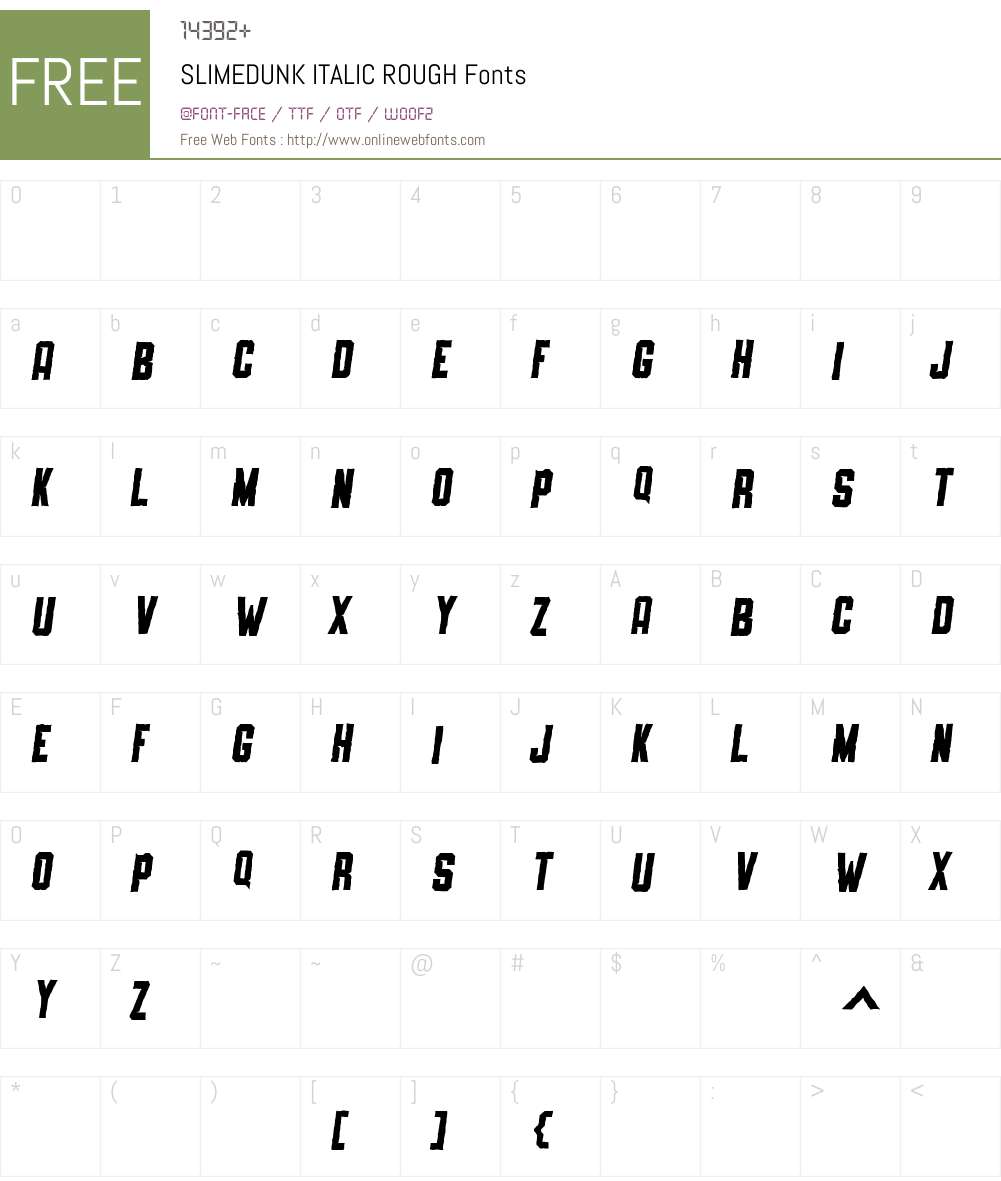 SLIMEDUNK ITALIC ROUGH 1.00;December 30, 2020;FontCreator 13.0.0.2683 64-bit Fonts Free Download ...