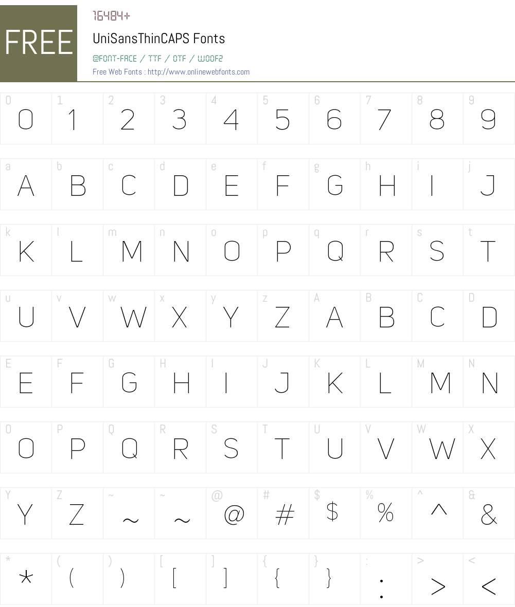 Uni Sans Thin CAPS 001.029 Fonts Free Download - OnlineWebFonts.COM