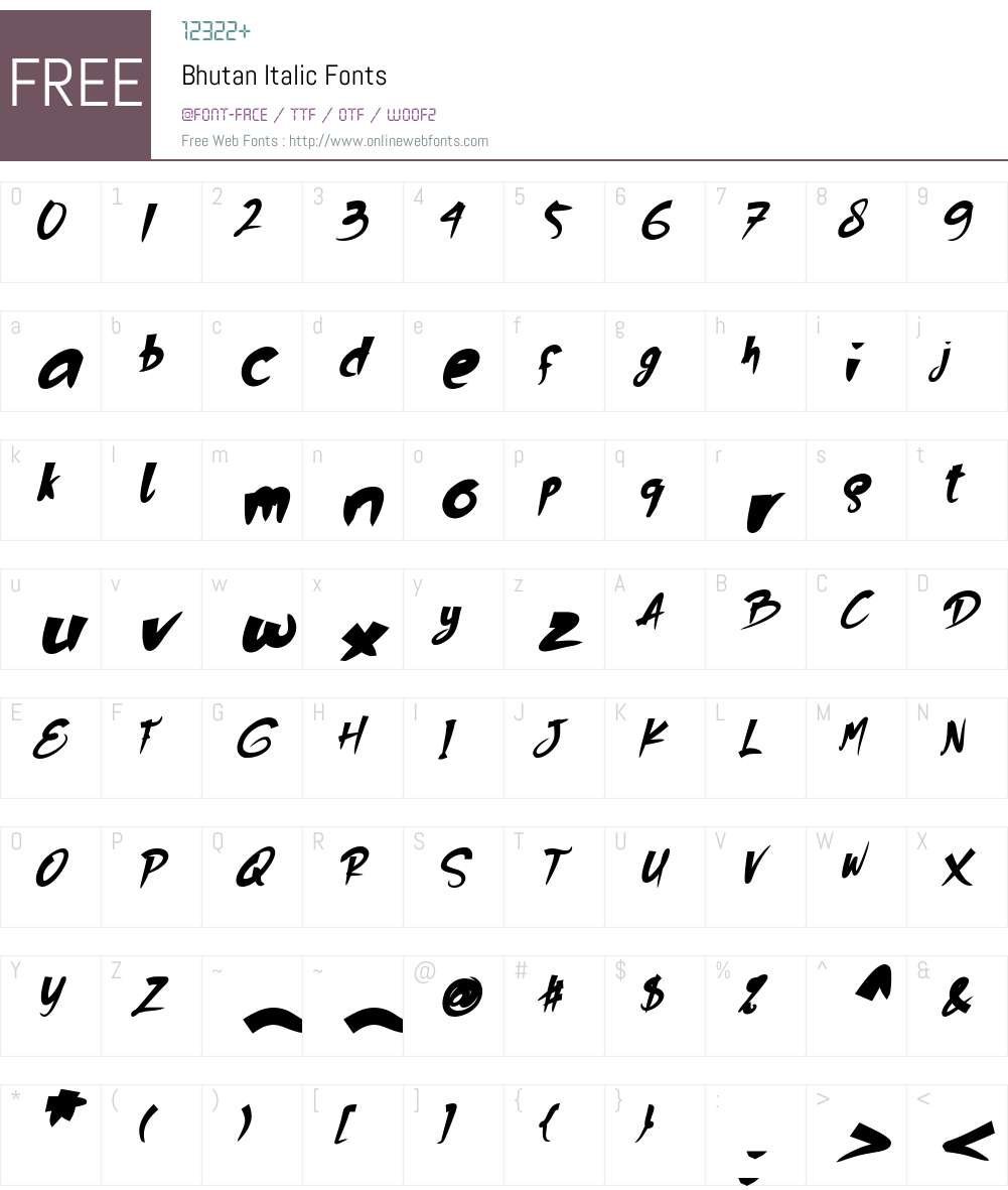 Bhutan Italic 1.00;October 29, 2019;FontCreator 11.5.0.2430 64-bit ...