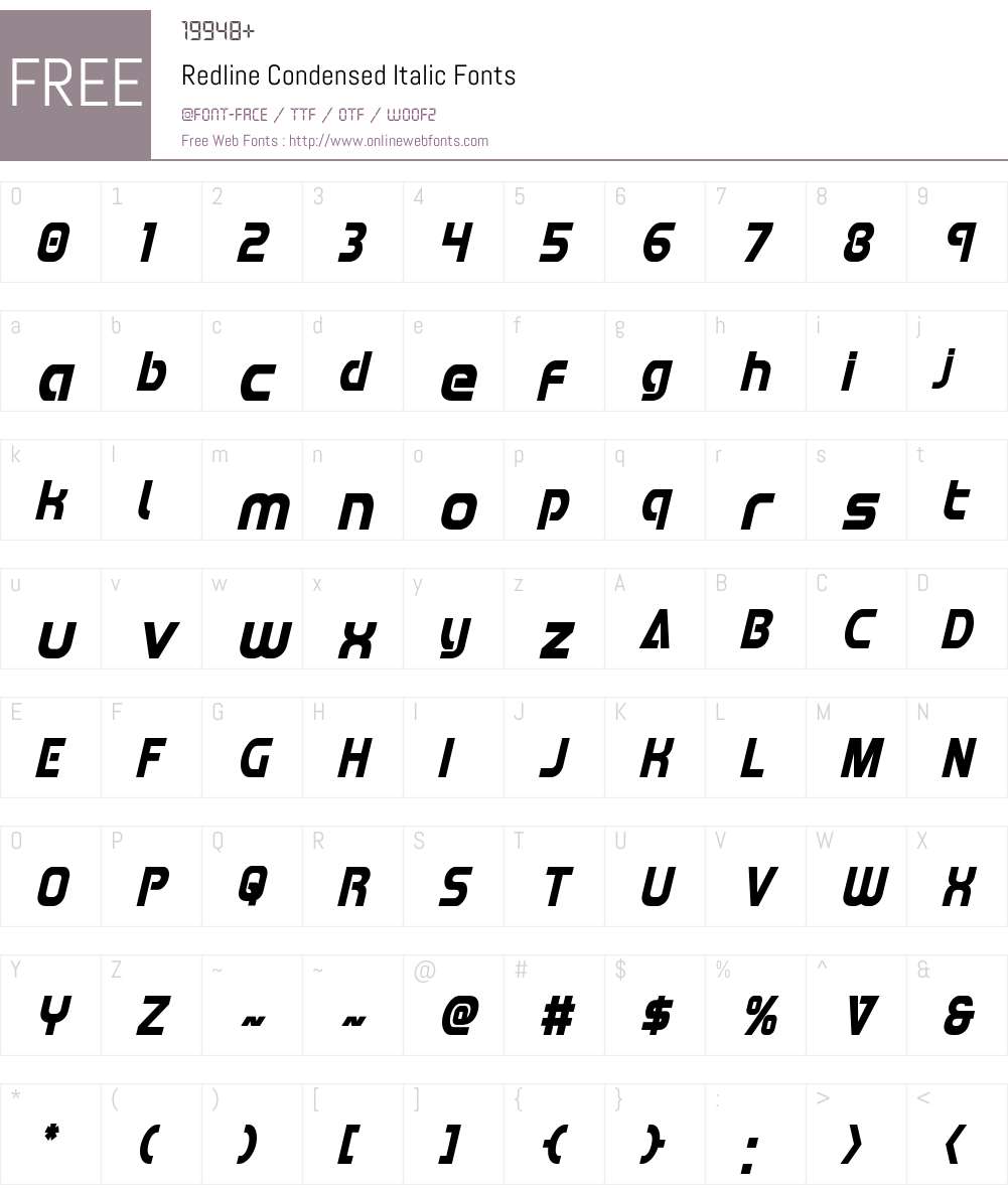 Redline Condensed Italic 1.0; 2015 Fonts Free Download - OnlineWebFonts.COM