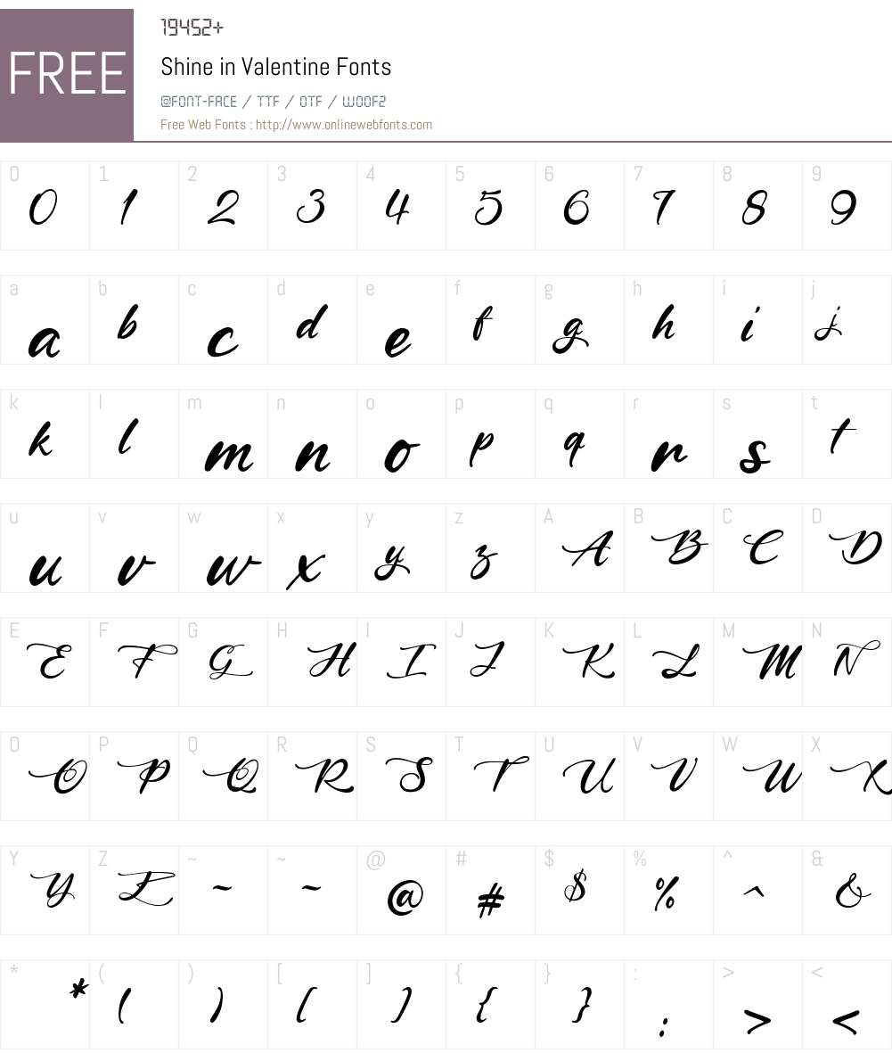 Shine in Valentine 1.000 Fonts Free Download - OnlineWebFonts.COM