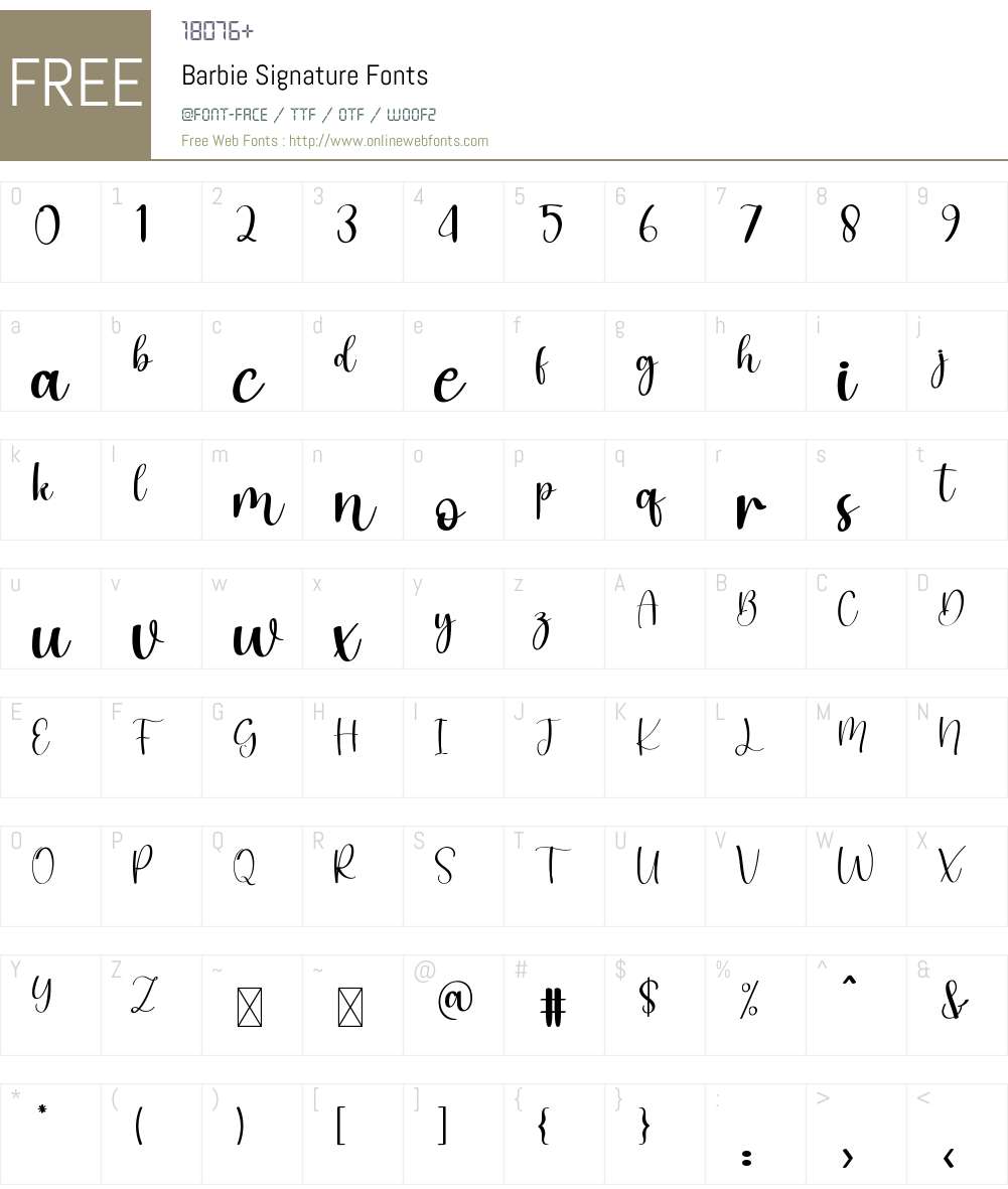 Barbie Signature 1.004;Fontself Maker 3.5.8 Fonts Free Download ...