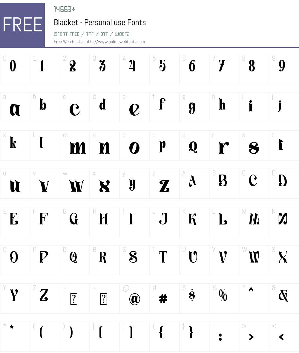 Blacket - Personal use 1.000;October 2, 2022;FontCreator 14.0.0.2794 64-bit Fonts Free Download ...