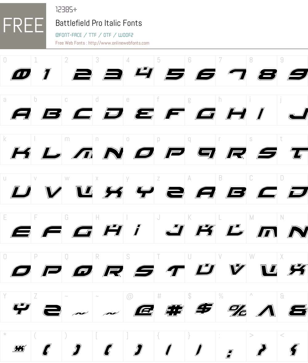 Battlefield Pro Italic 3 Fonts Free Download - OnlineWebFonts.COM