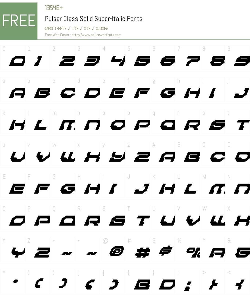 Pulsar Class Solid Super-Italic 1.0; 2016 Fonts Free Download - OnlineWebFonts.COM