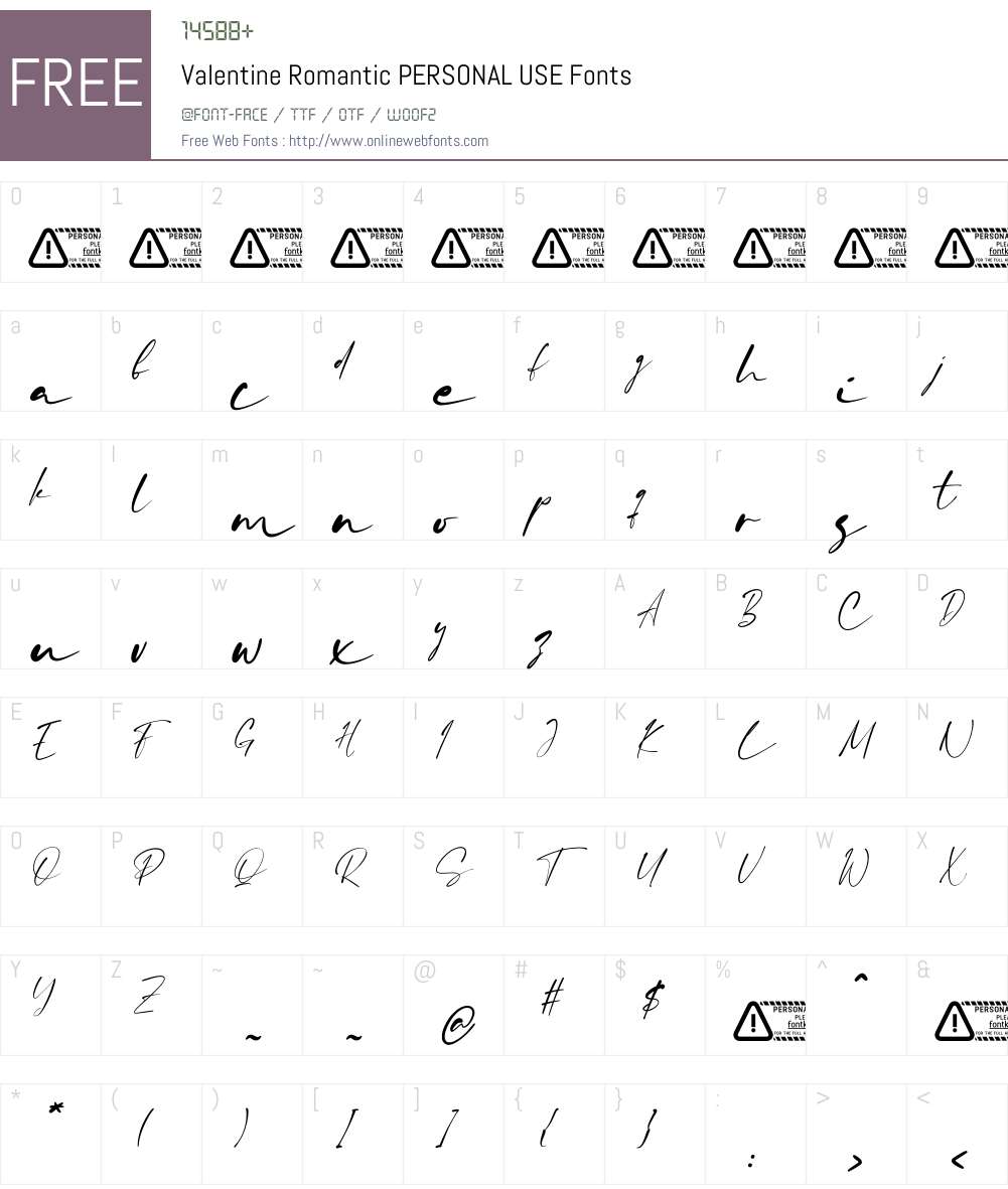 Valentine Romantic PERSONAL USE 1.00;January 25, 2024;FontCreator 12.0 ...