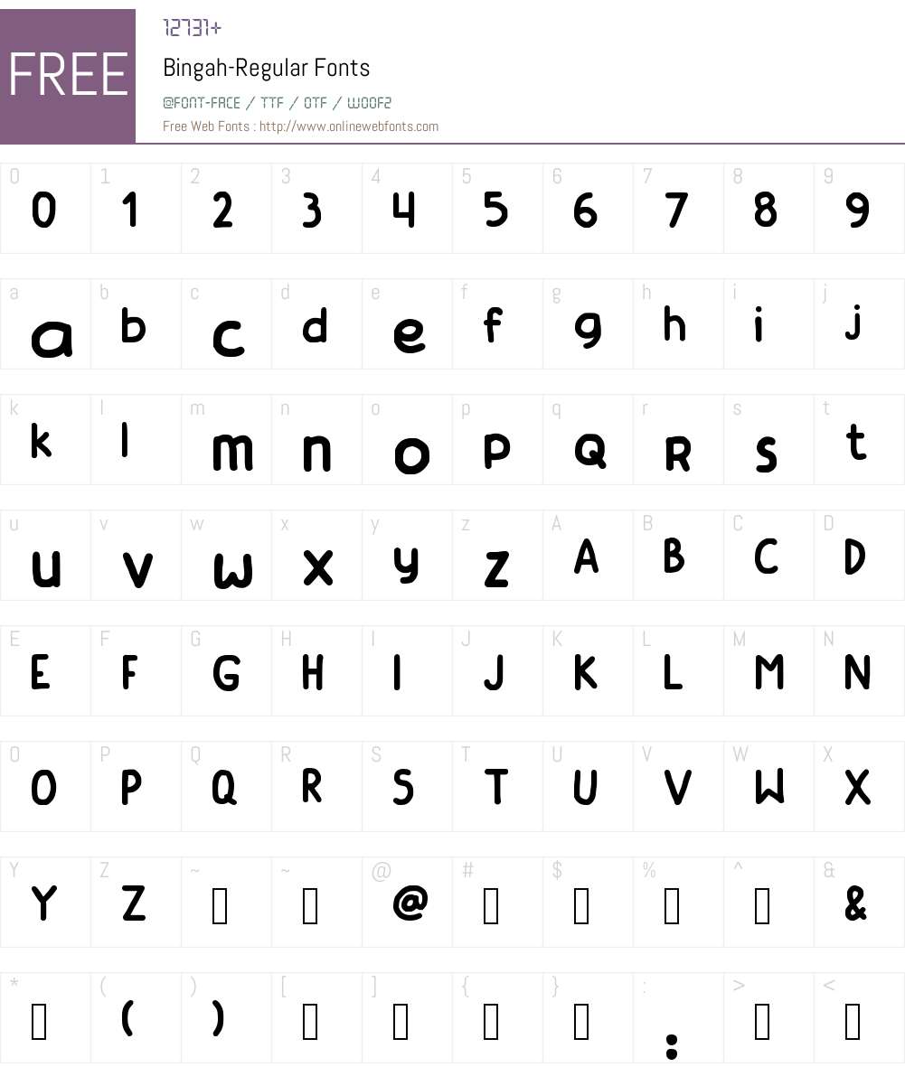 Bingah-Regular 001.008 Fonts Free Download - OnlineWebFonts.COM