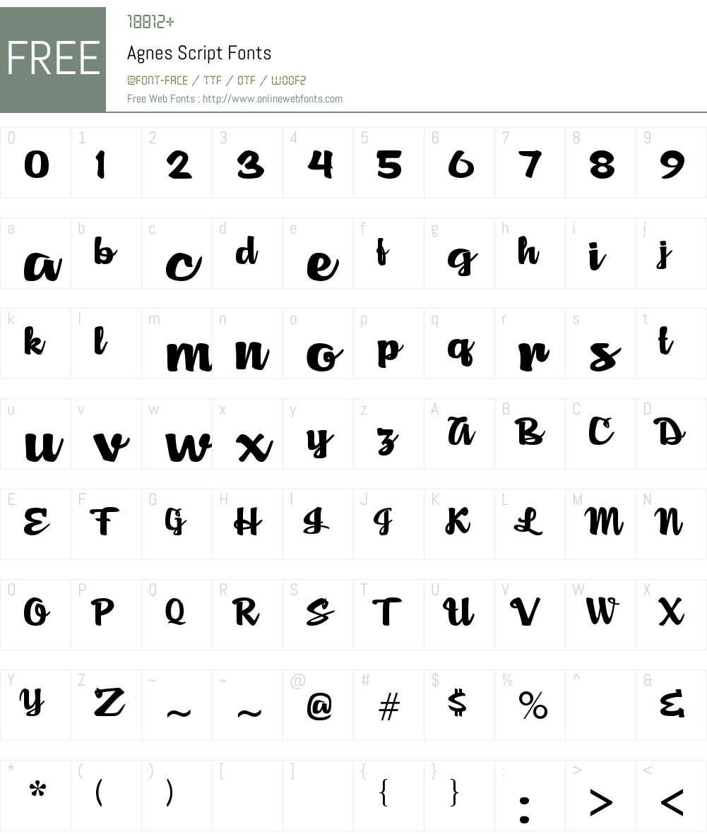 Agnes Script 1.00 January 21, 2017, initial release Fonts Free Download - OnlineWebFonts.COM