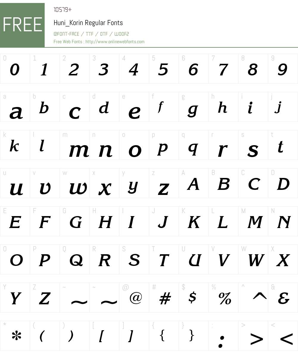 Huni_Korin Regular Copyright (c) 1997 by WoodStone. Fonts Free Download ...