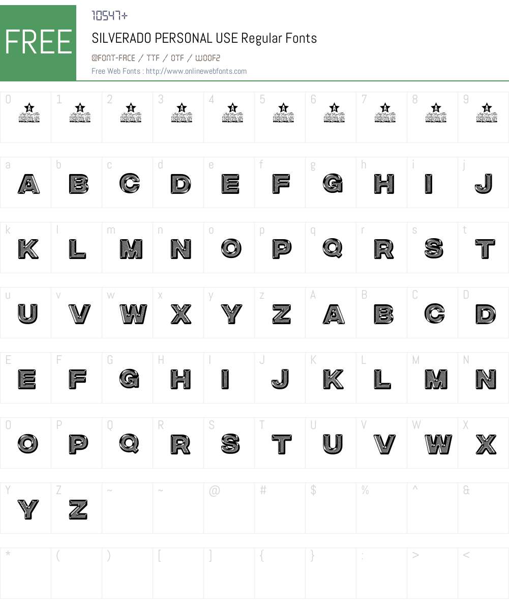 SILVERADO PERSONAL USE Regular 1.000 Fonts Free Download ...