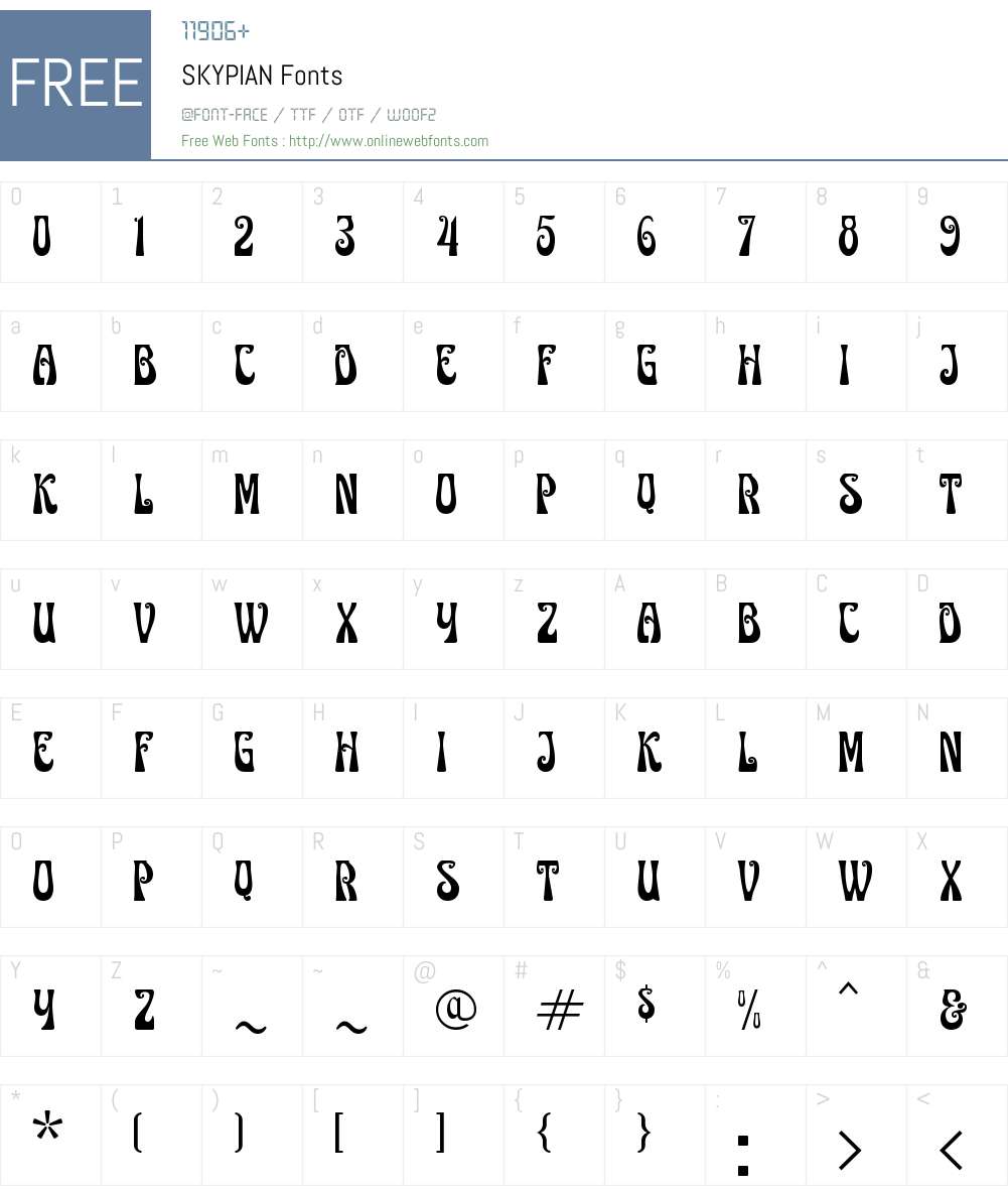 SKYPIAN 1.00;June 3, 2022;FontCreator 13.0.0.2683 64-bit Fonts Free ...
