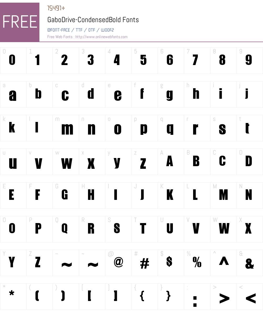 GaboDrive-CondensedBold 1.003 Fonts Free Download - OnlineWebFonts.COM
