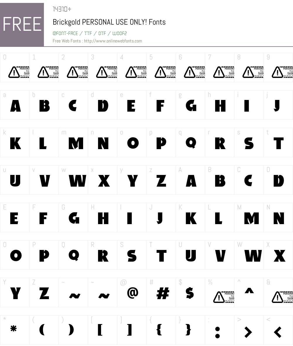 Brickgold PERSONAL USE ONLY! 1.00;July 12, 2023;FontCreator 12.0.0.2563 64-bit Fonts Free ...