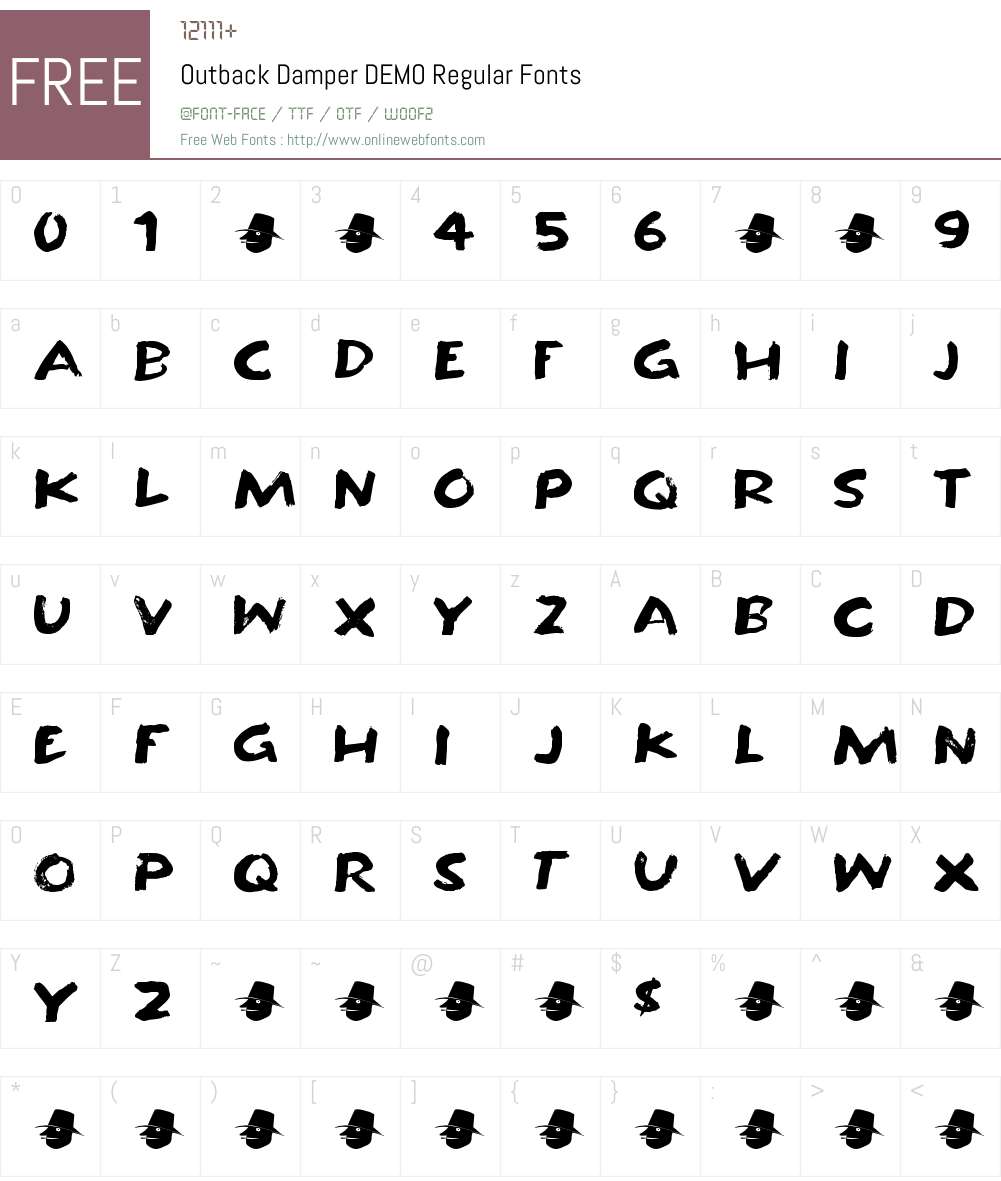 Outback Damper DEMO 1.000;Glyphs 3.2.3 (3260) Fonts Free Download - OnlineWebFonts.COM
