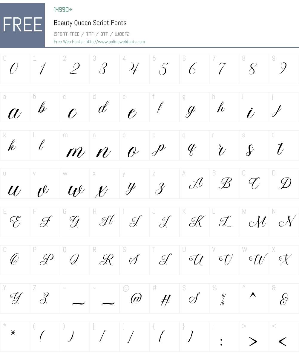 Beauty Queen Script 1.000 Fonts Free Download - OnlineWebFonts.COM