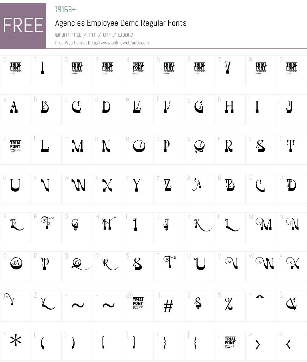 Agencies Employee Demo 1.001 Fonts Free Download - OnlineWebFonts.COM