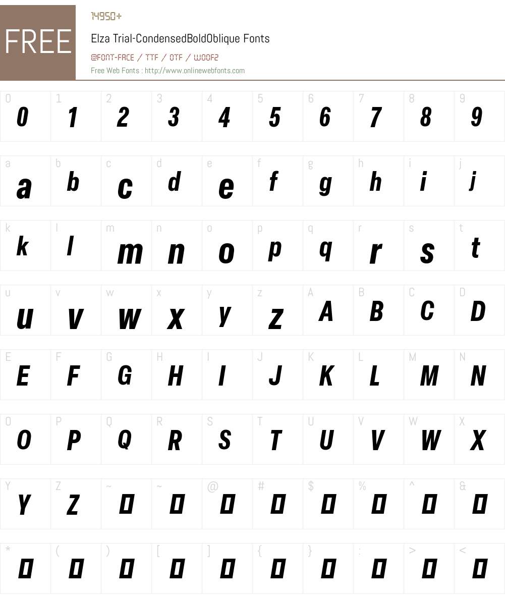 Elza Trial Condensed Bold Oblique 1.000 Fonts Free Download ...