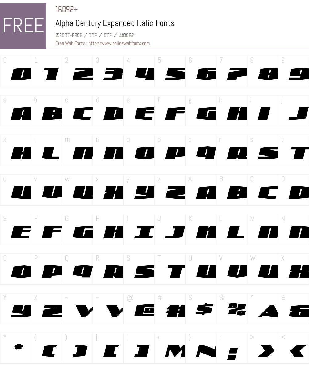 Alpha Century Expanded Italic 1.0; 2020 Fonts Free Download ...