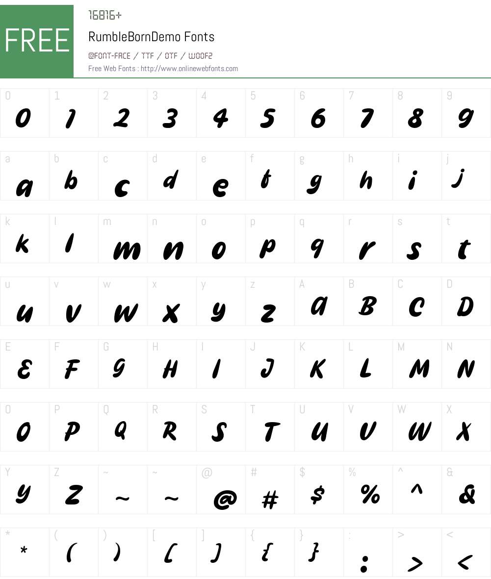 Rumble Born Demo 1.000 Fonts Free Download - OnlineWebFonts.COM