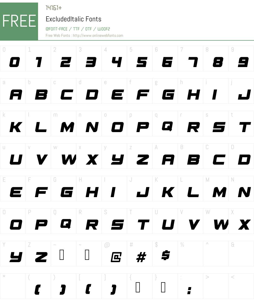 ExcludedItalic 001.000 Fonts Free Download - OnlineWebFonts.COM