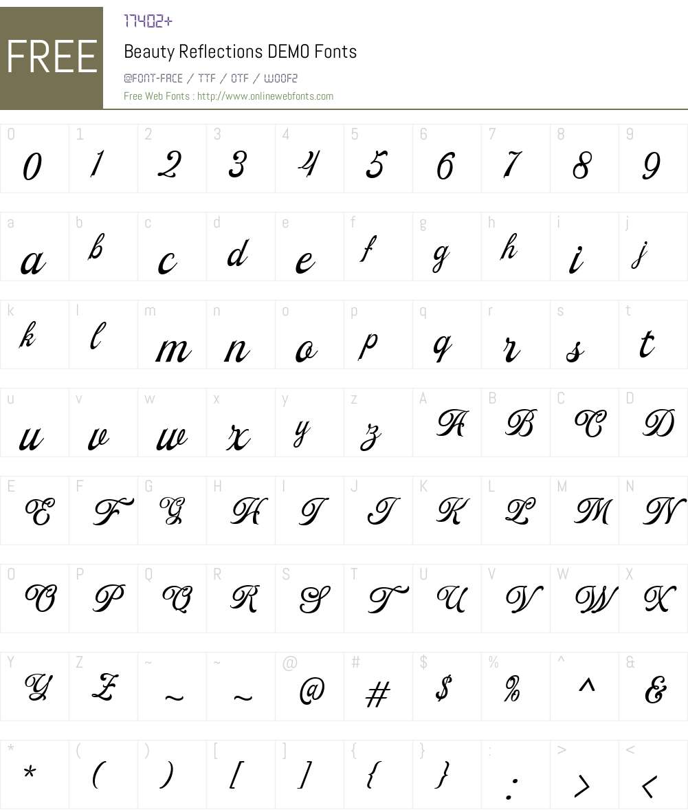 Beauty Reflections DEMO 1.000 Fonts Free Download - OnlineWebFonts.COM