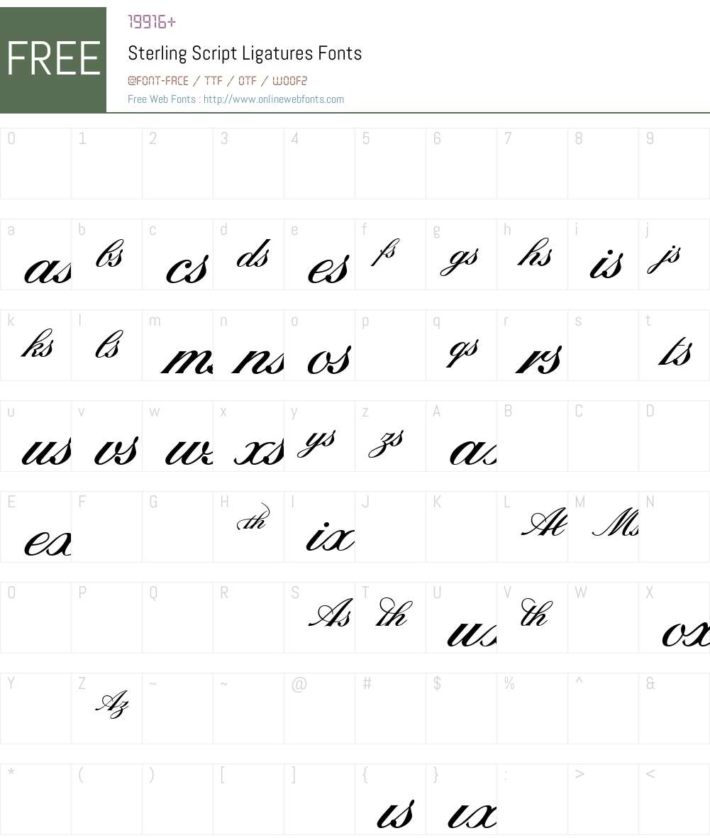 Sterling Script Ligatures 001.000 Fonts Free Download - OnlineWebFonts.COM