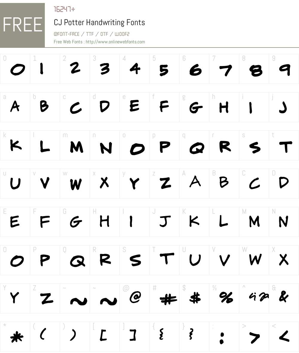 CJ Potter Handwriting 1.00 March 5, 2009, initial release, www ...