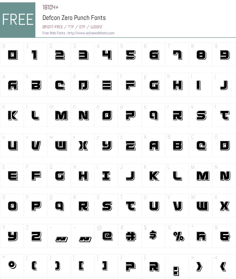 Defcon Zero Punch 1.0; 2016 Fonts Free Download - OnlineWebFonts.COM