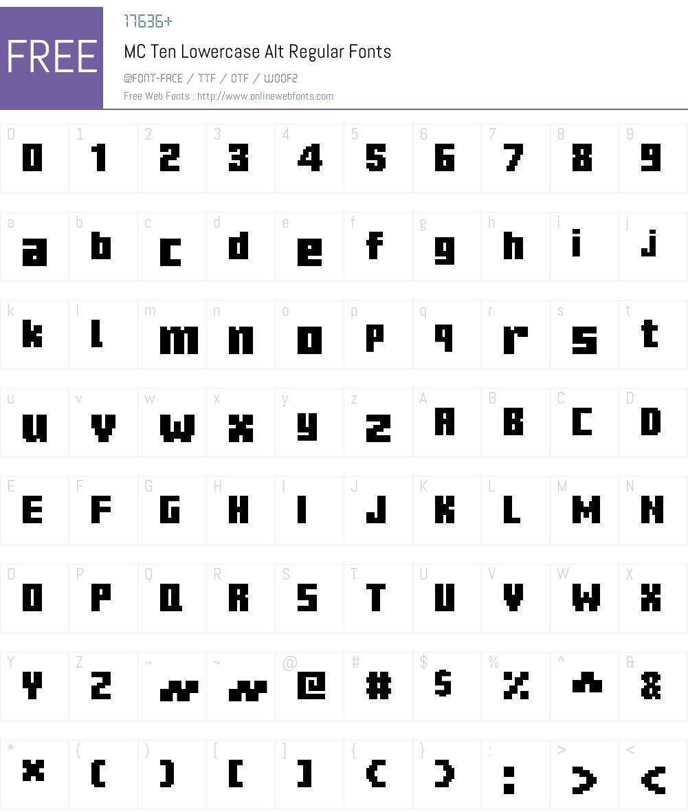 MC Ten Lowercase Alt 1.0 Fonts Free Download - OnlineWebFonts.COM