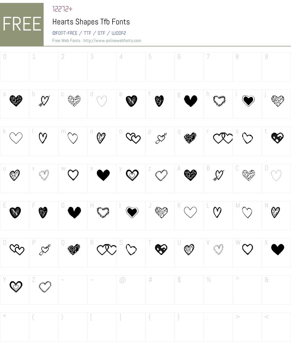 Hearts Shapes Tfb 1.00 January 12, 2013, initial release Fonts Free ...