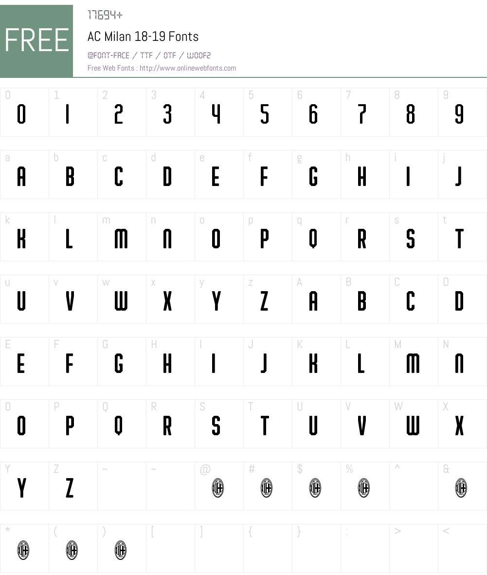 AC Milan 18-19 www.footballfonts.com Fonts Free Download ...