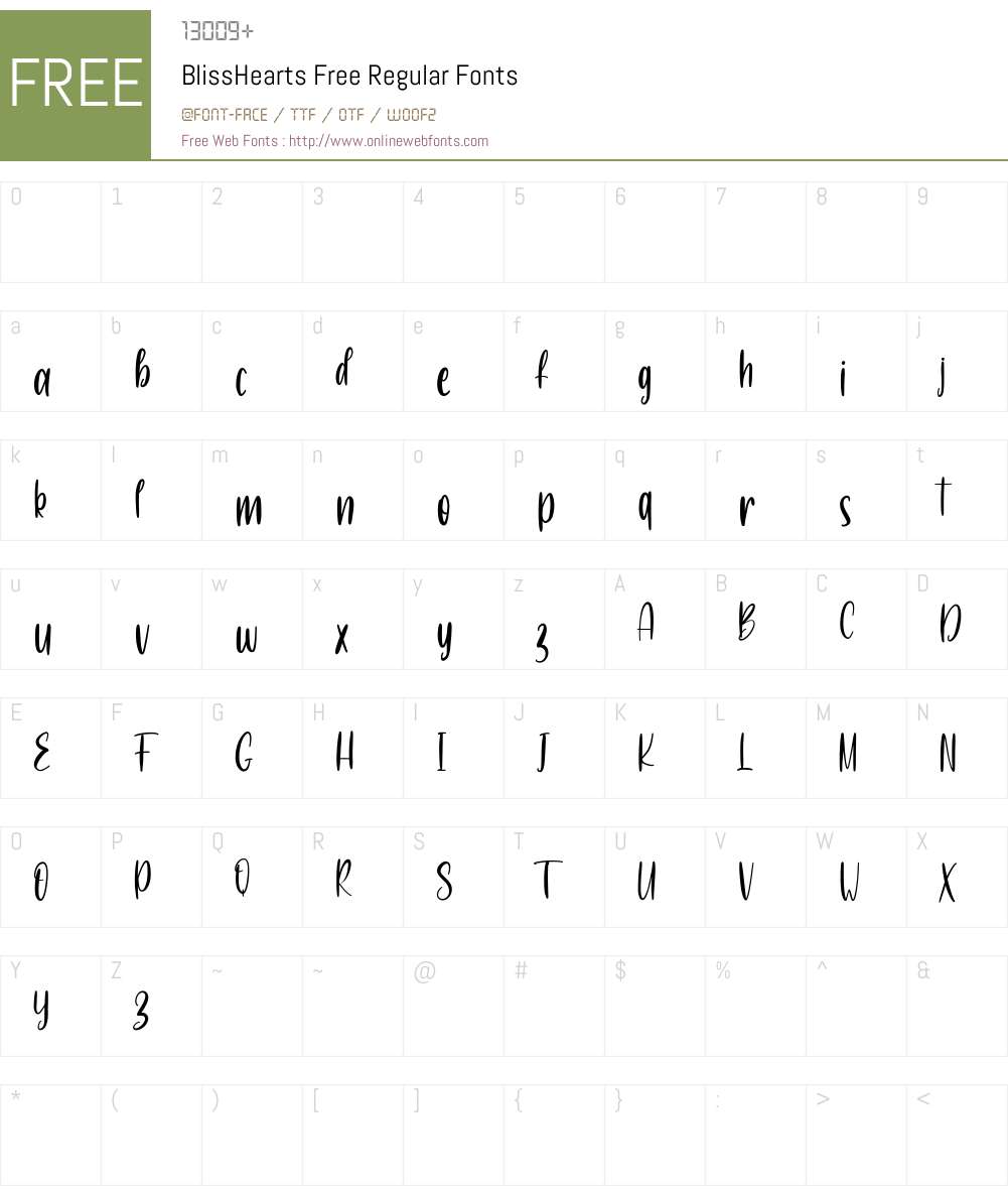 BlissHearts Free Regular 1.000 Fonts Free Download - OnlineWebFonts.COM