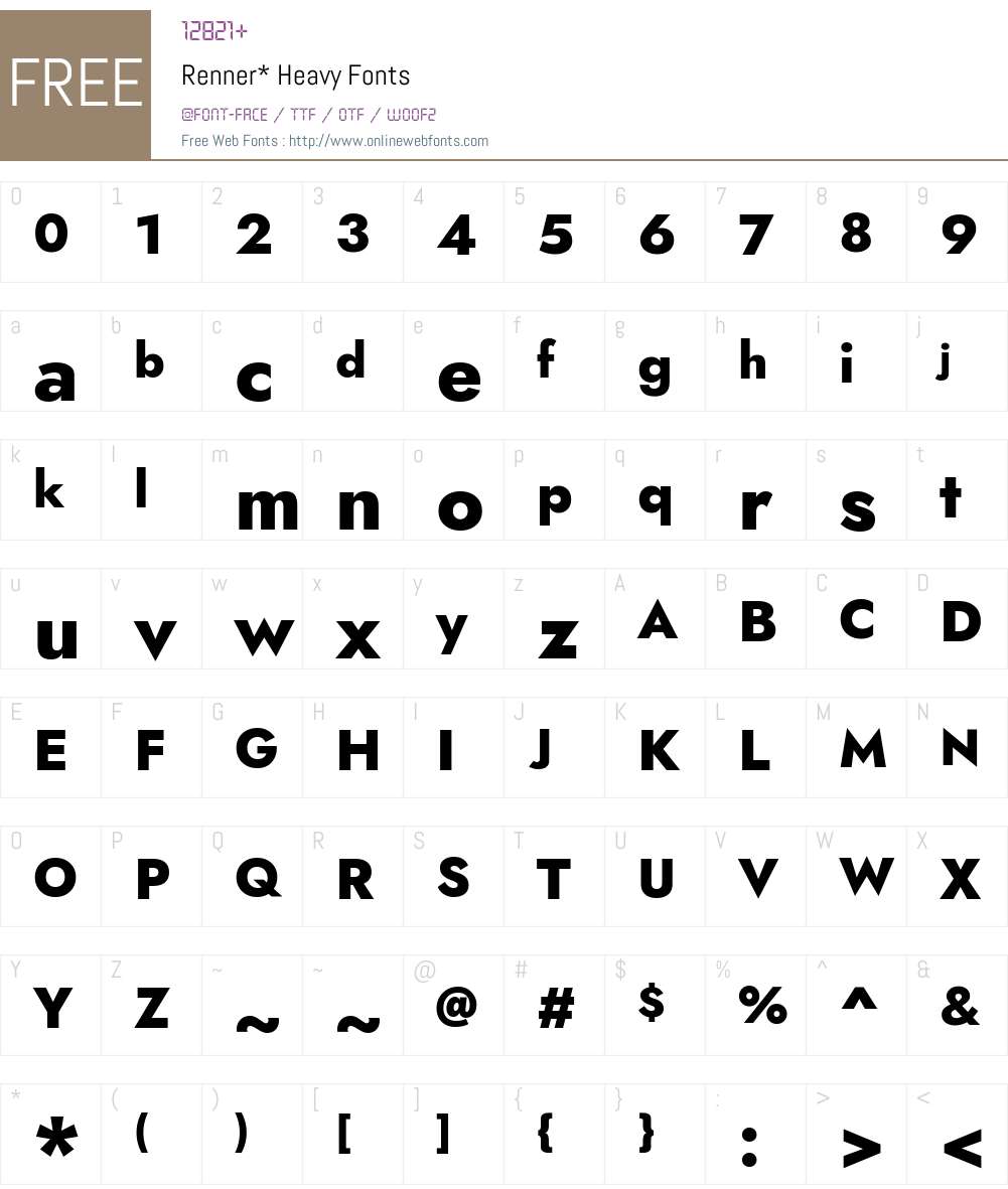 Renner* Heavy 003.000 ; ttfautohint (v0.97) -l 8 -r 50 -G 200 -x 14 -f ...