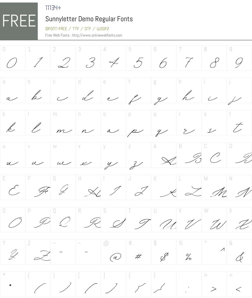 Sunnyletter Demo 1.000 Fonts Free Download - OnlineWebFonts.COM