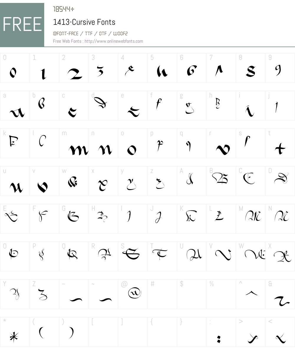 1413-Cursive 1.00 May 16, 2006, initial release Fonts Free Download ...