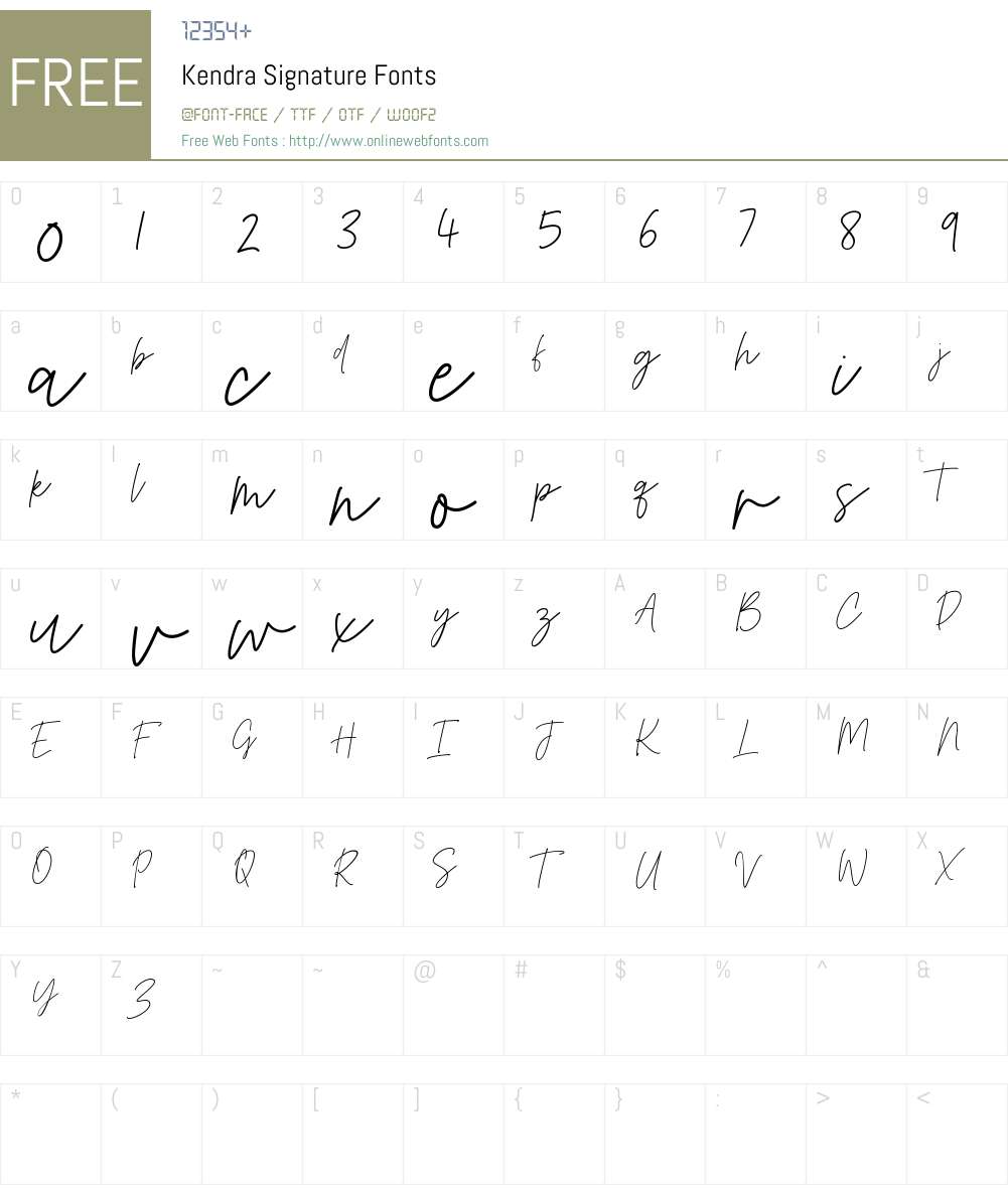 Kendra Signature 1.000;March 11, 2022;FontCreator 14.0.0.2814 64-bit ...