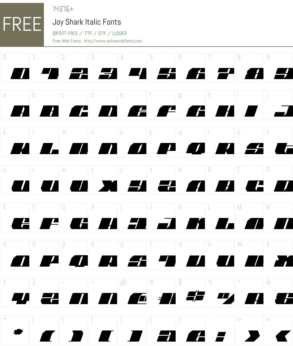 Joy Shark Italic 1.0; 2018 Fonts Free Download - OnlineWebFonts.COM