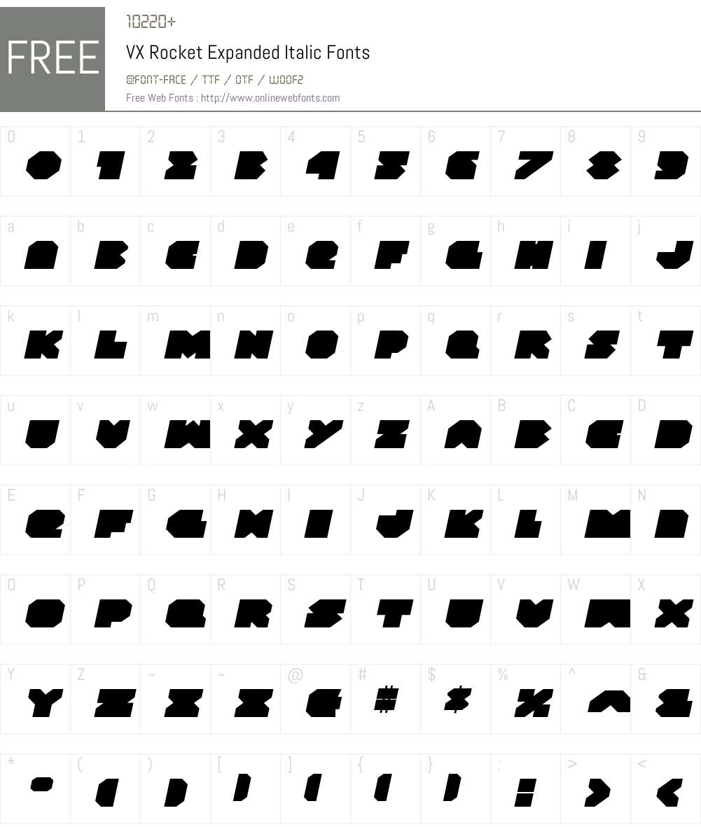 VX Rocket Expanded Italic 1.1; 2014 Fonts Free Download ...