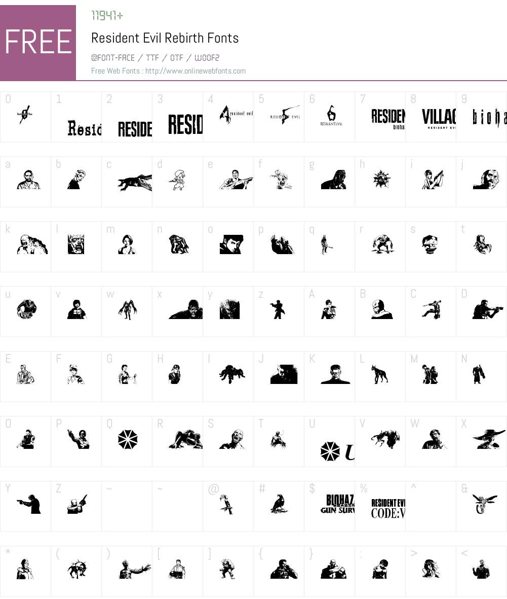 Resident Evil Rebirth 1.00 March 5, 2021, initial release Fonts Free ...