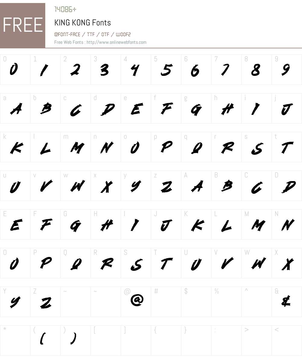 KING KONG 1.00;March 3, 2020;FontCreator 11.5.0.2427 32-bit Fonts Free ...