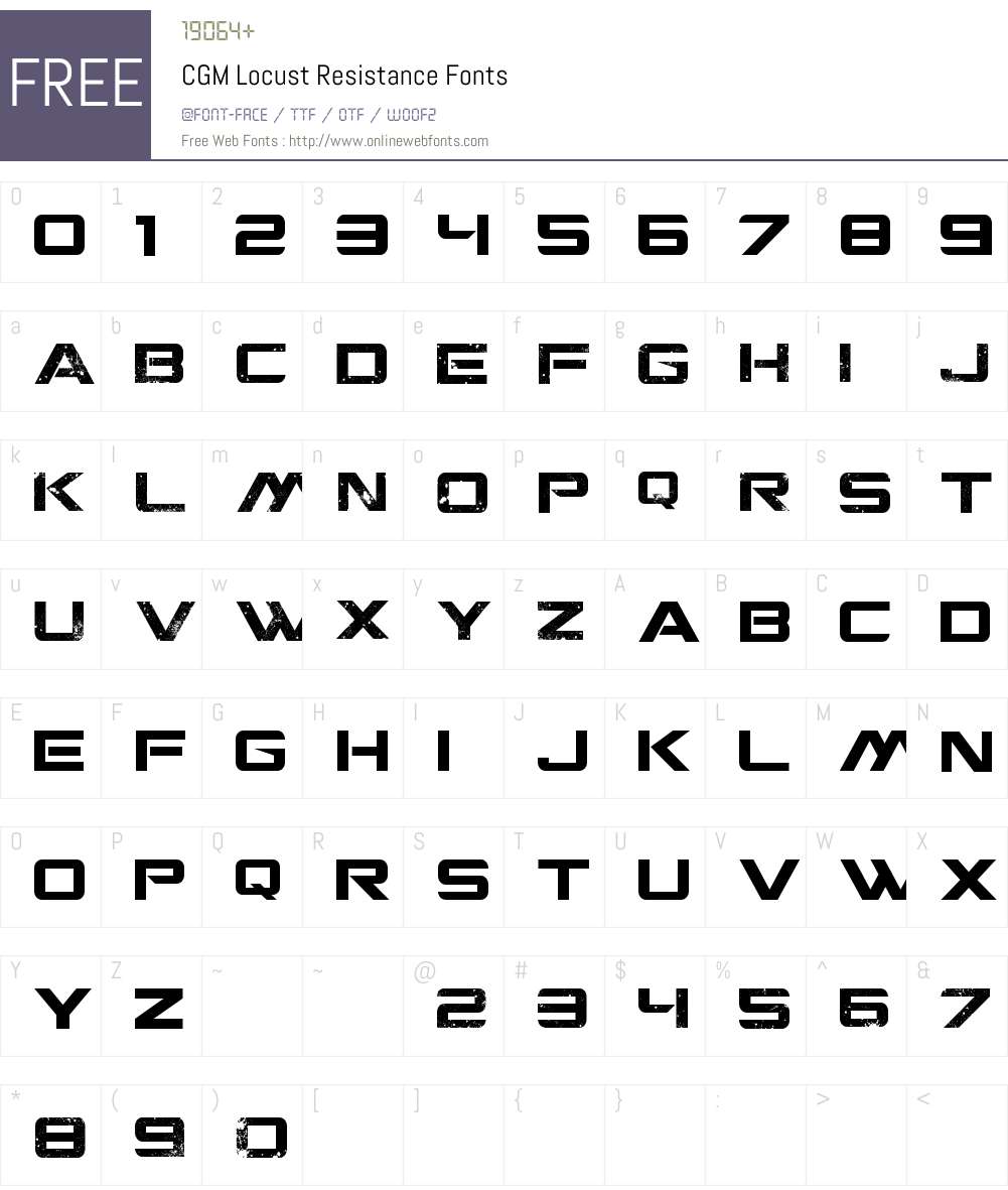 CGM Locust Resistance 1.00 December 4, 2008, initial release Fonts Free ...