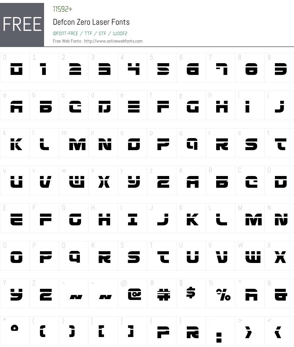 Defcon Zero Laser 1.0; 2016 Fonts Free Download - OnlineWebFonts.COM