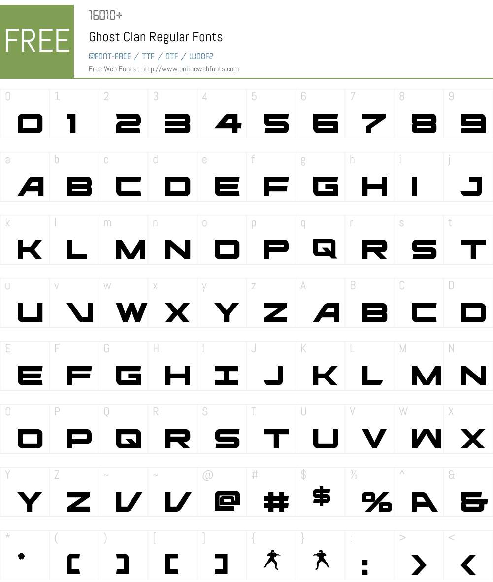 Ghost Clan Regular 1.1; 2015 Fonts Free Download - OnlineWebFonts.COM