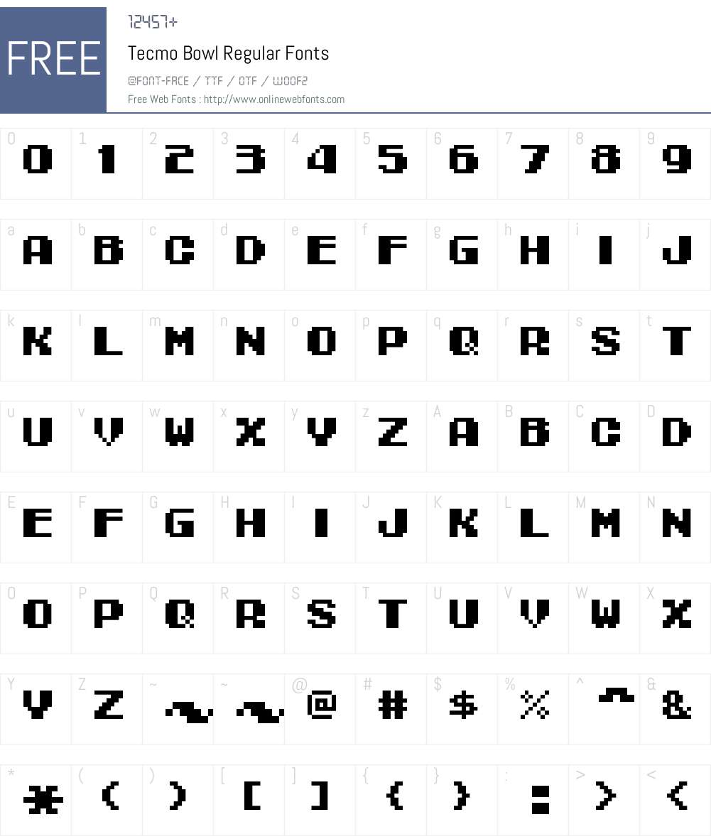 Tecmo Bowl Regular 1.0 Fonts Free Download - OnlineWebFonts.COM